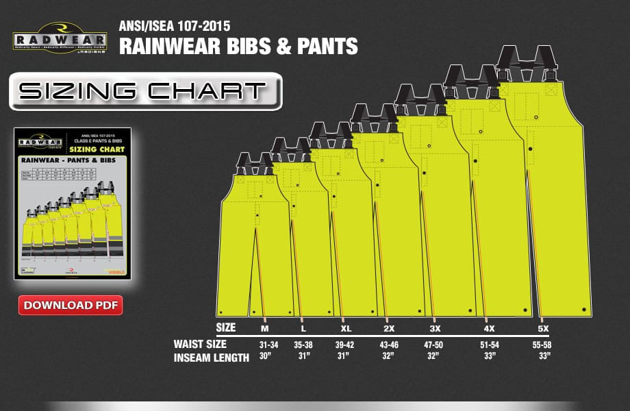 Radians Sizing Charts